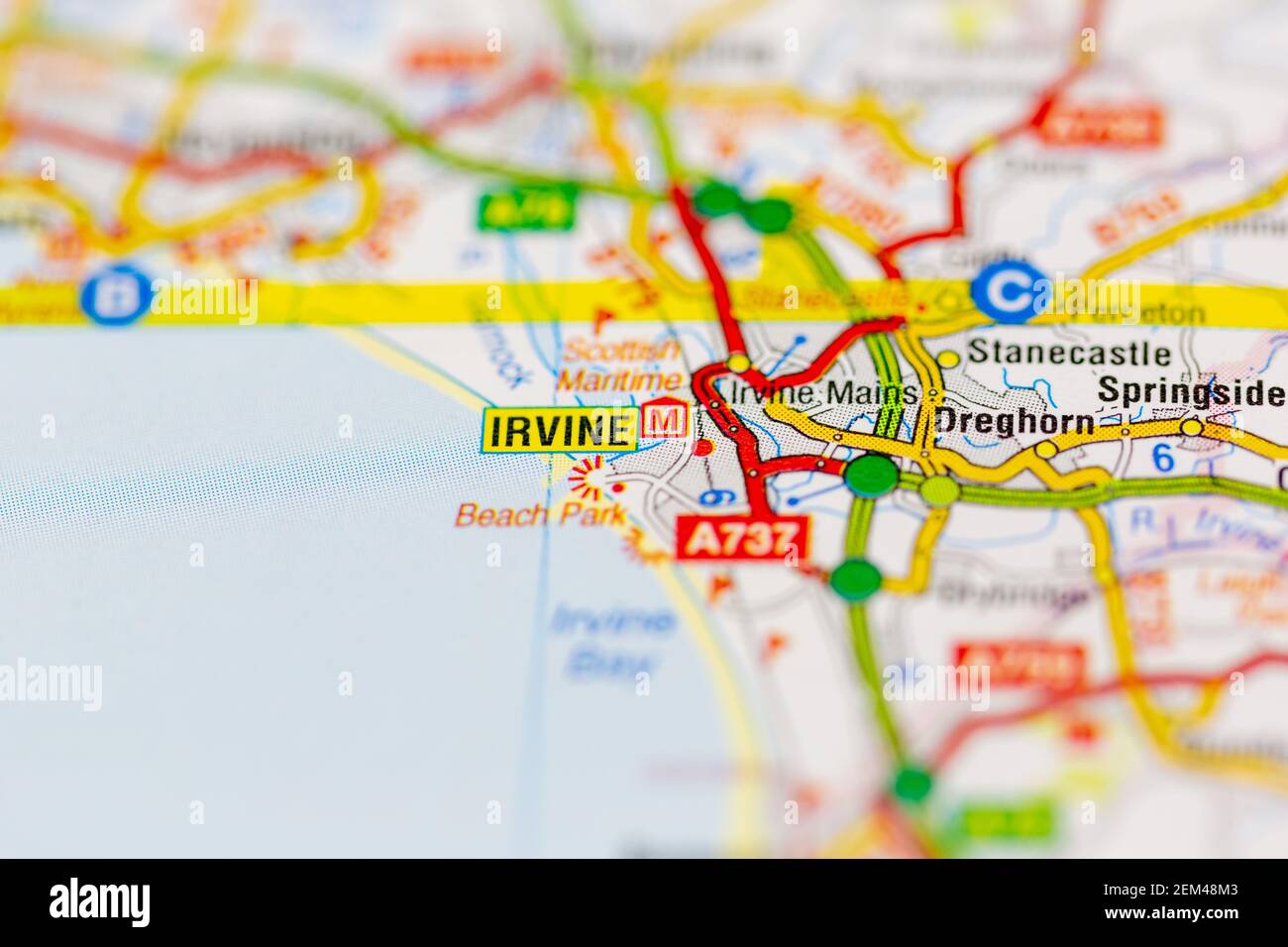 irvine shown on a road map or geography map Stock Photo - Alamy