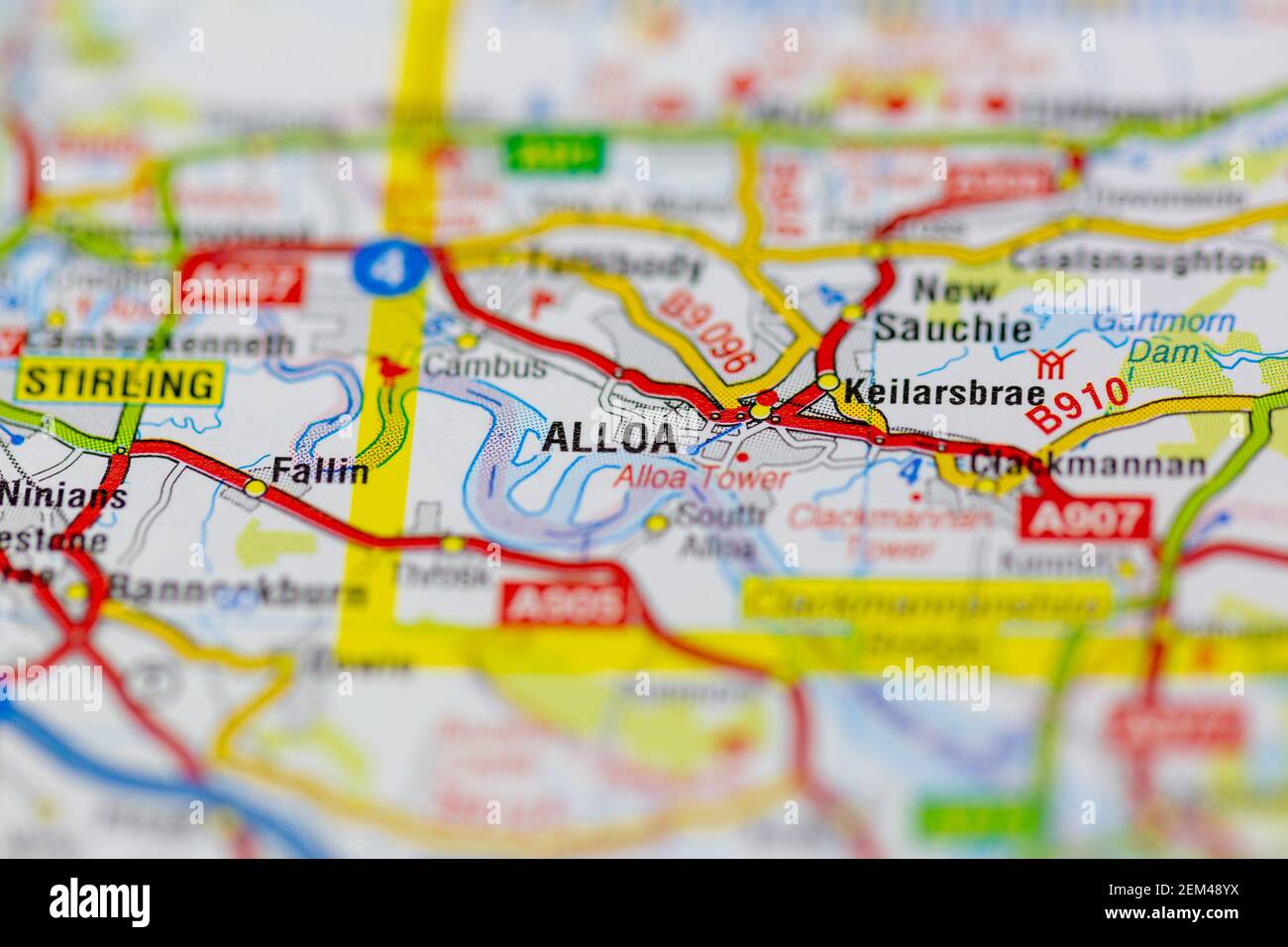 Alloa shown on a road map or geography map Stock Photo - Alamy