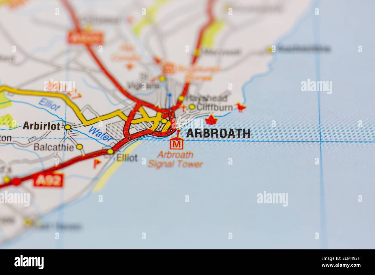 Arbroath shown on a road map or geography map Stock Photo - Alamy