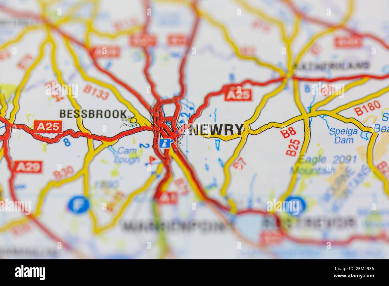 Newry shown on a road map or geography map Stock Photo - Alamy