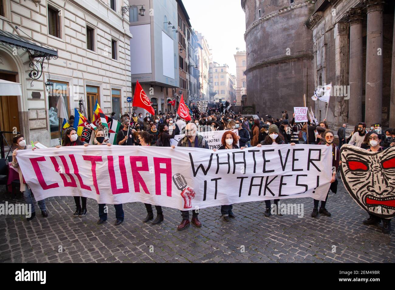 Demonstration organized by the workers of the entertainment world in ...