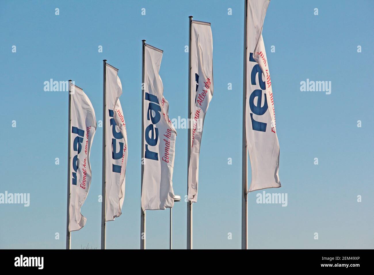 Flags Of A Real Supermarket Stock Photo - Alamy