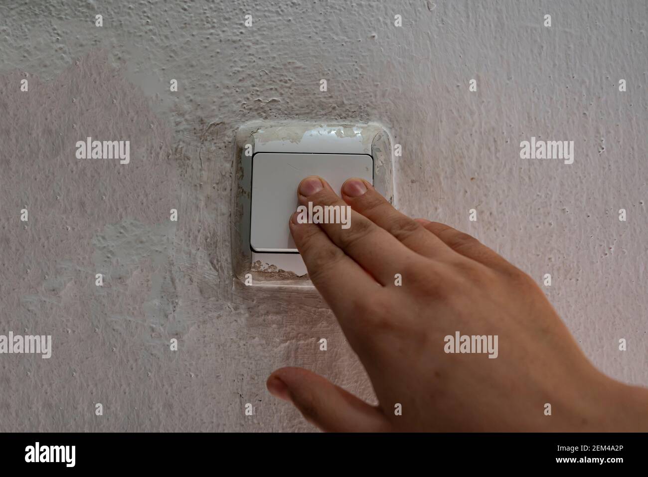 Energy saving concept., Children hand learning turn on and turn off the ...