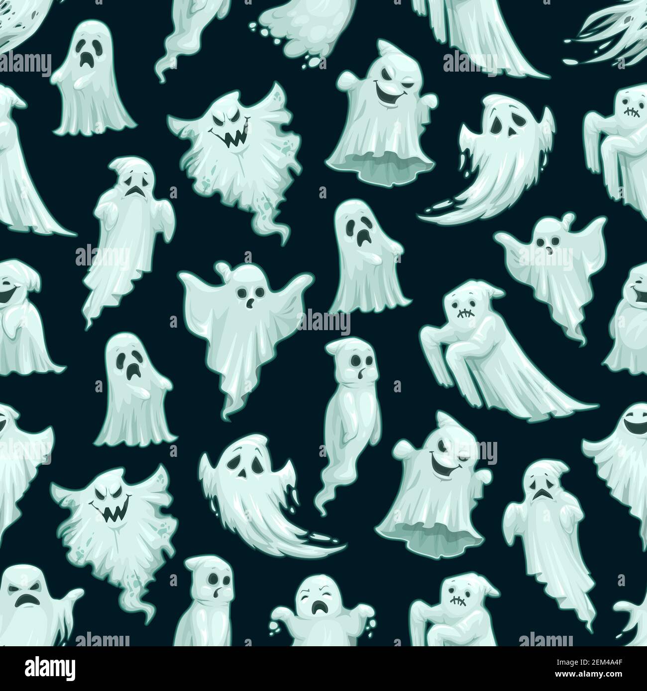 Halloween ghost or poltergeist monster seamless pattern. Vector Trick or Treat Halloween party ...