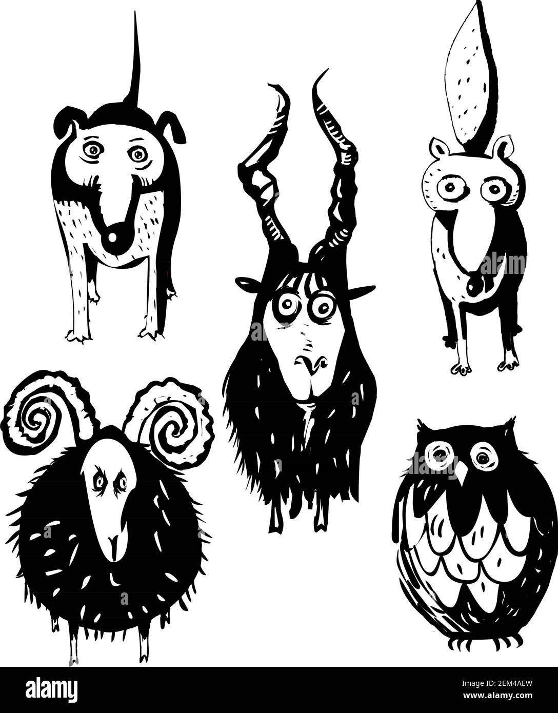 Set of funny cartoon animals Stock Vector Image & Art - Alamy