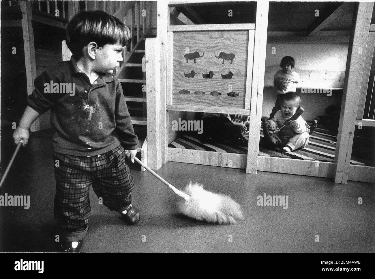 Children in nursery Black and White Stock Photos & Images - Alamy