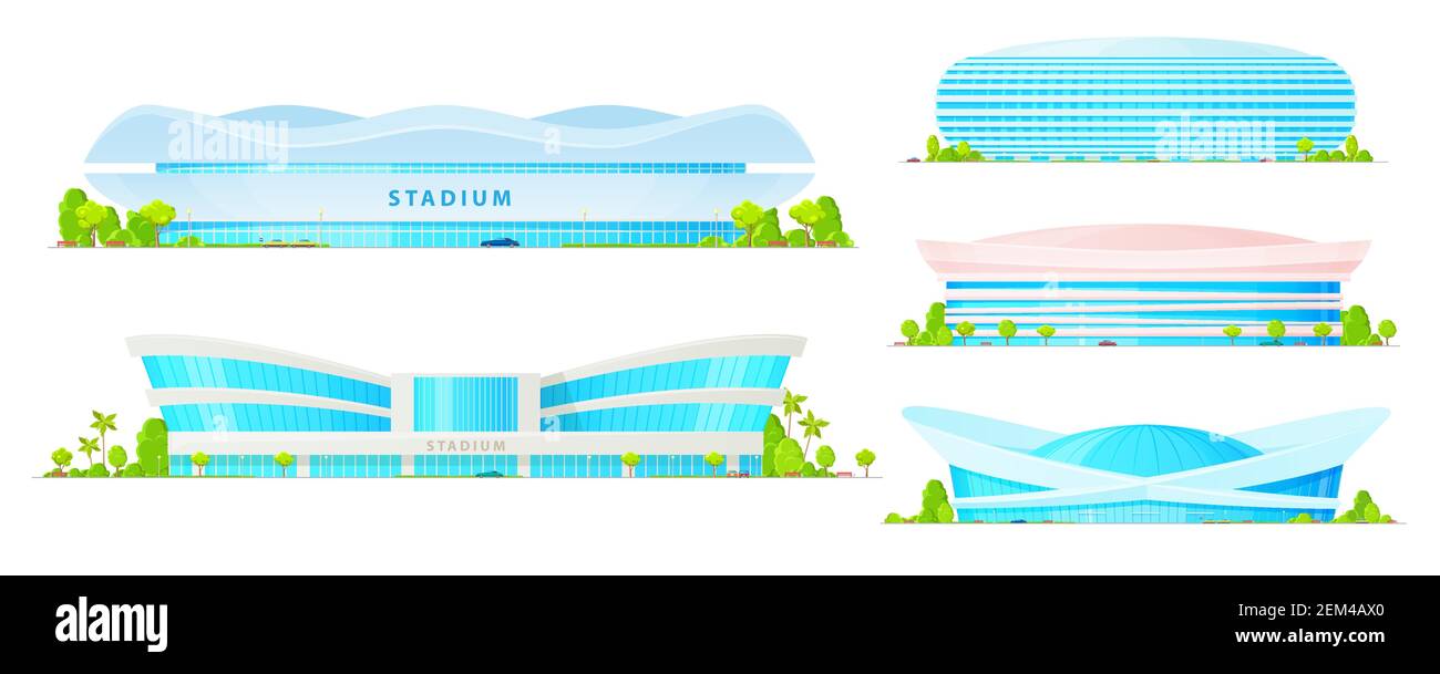 Stadium and sport arena buildings of soccer, football, basketball and ...