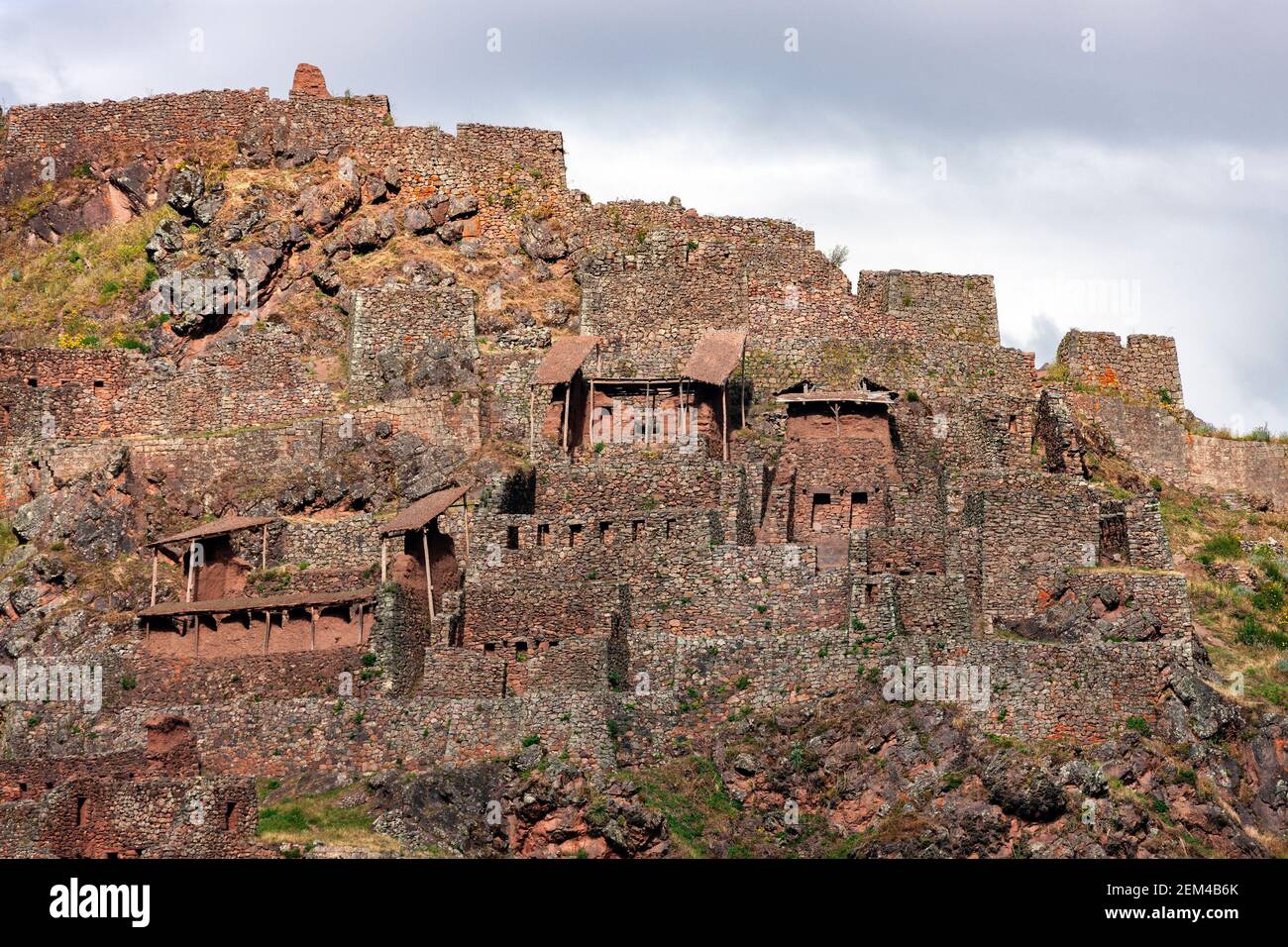 The Inca ruins of Qantus Raqay in the Sacred Valley of the Incas in ...