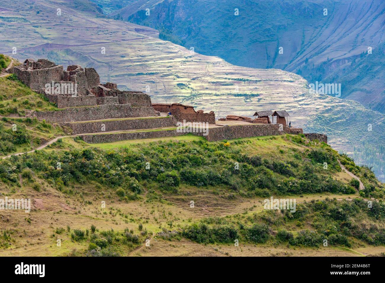 The Inca ruins of Qantus Raqay in the Sacred Valley of the Incas in ...