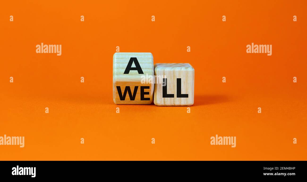 All is well symbol. Turned cubes with words all well. Beautiful orange ...