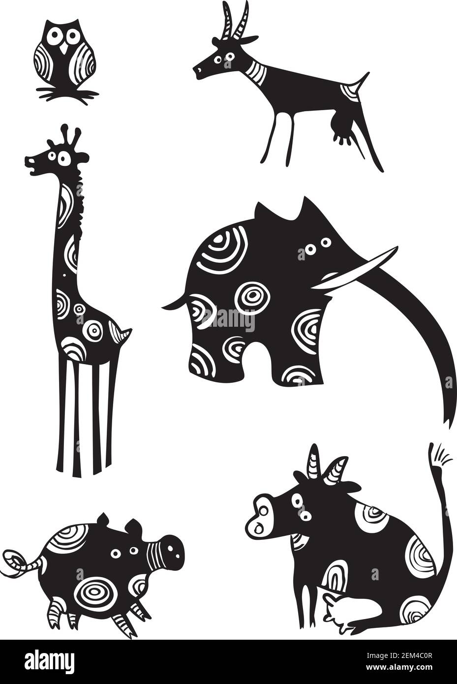 Set of funny cartoon animals Stock Vector Image & Art - Alamy