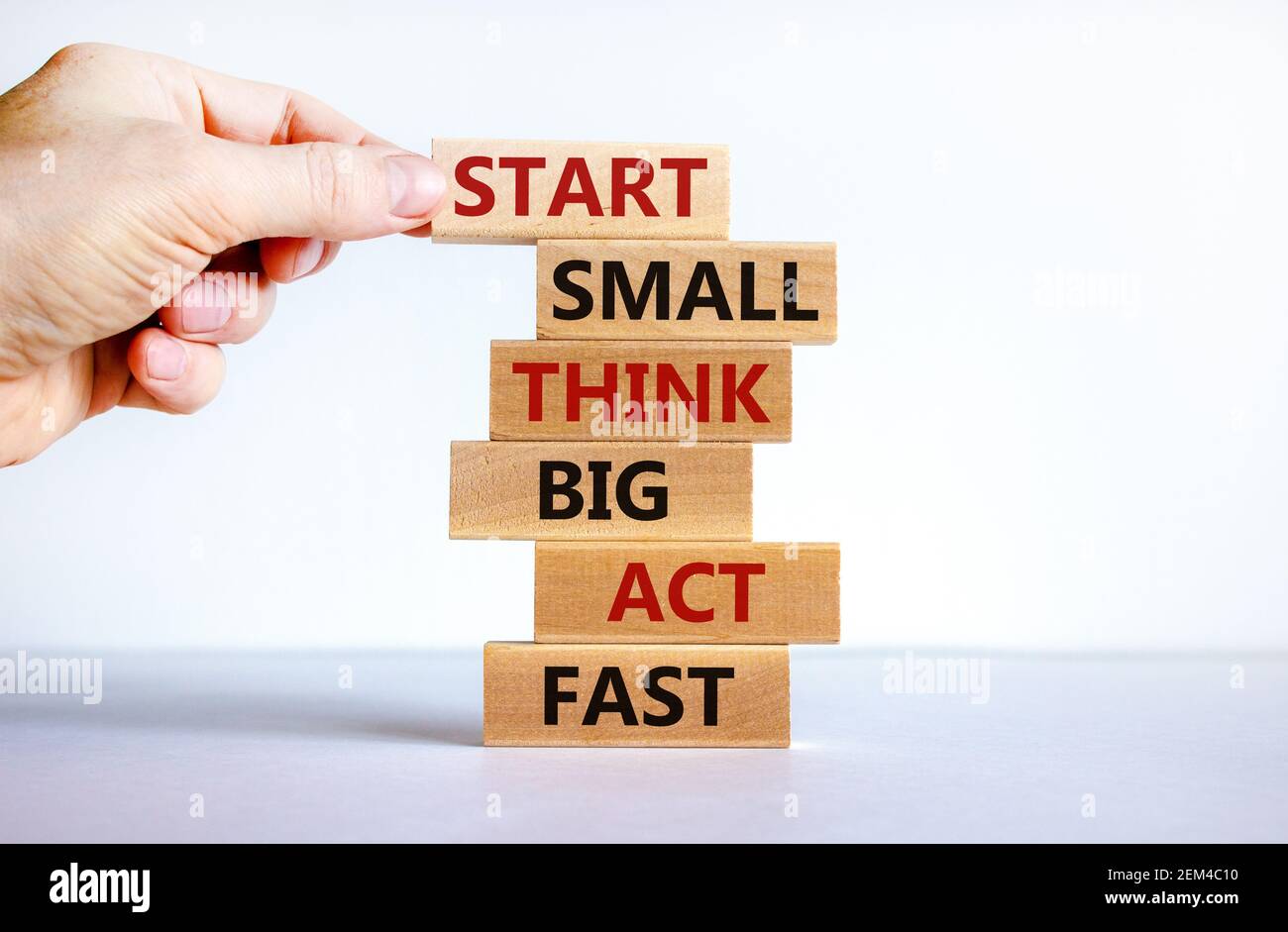 Start small think big symbol. Words 'Start small think big act fast' on ...