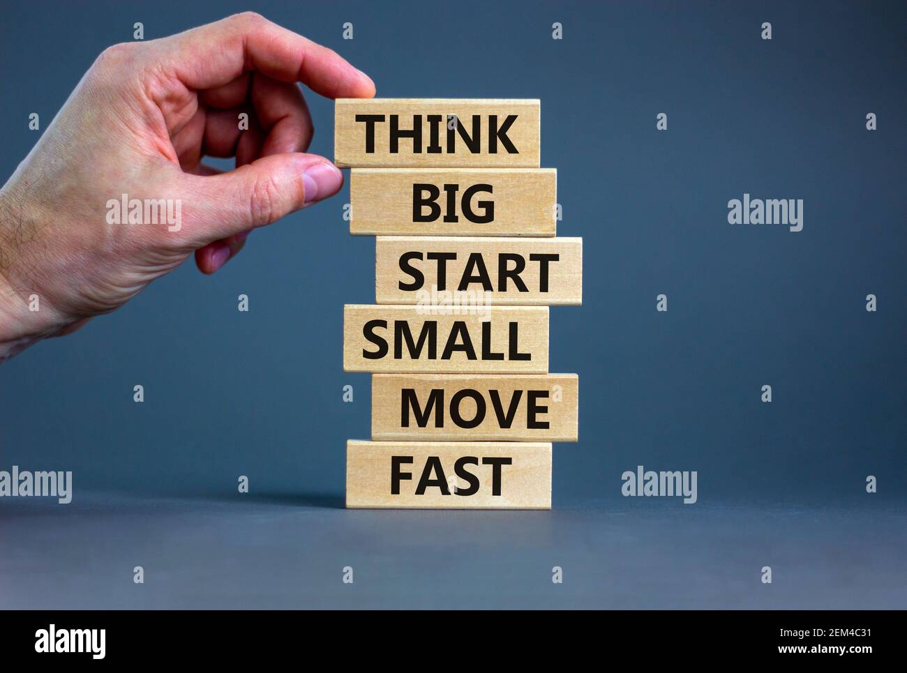 Think big start small symbol. Words 'Think big start small move fast ...