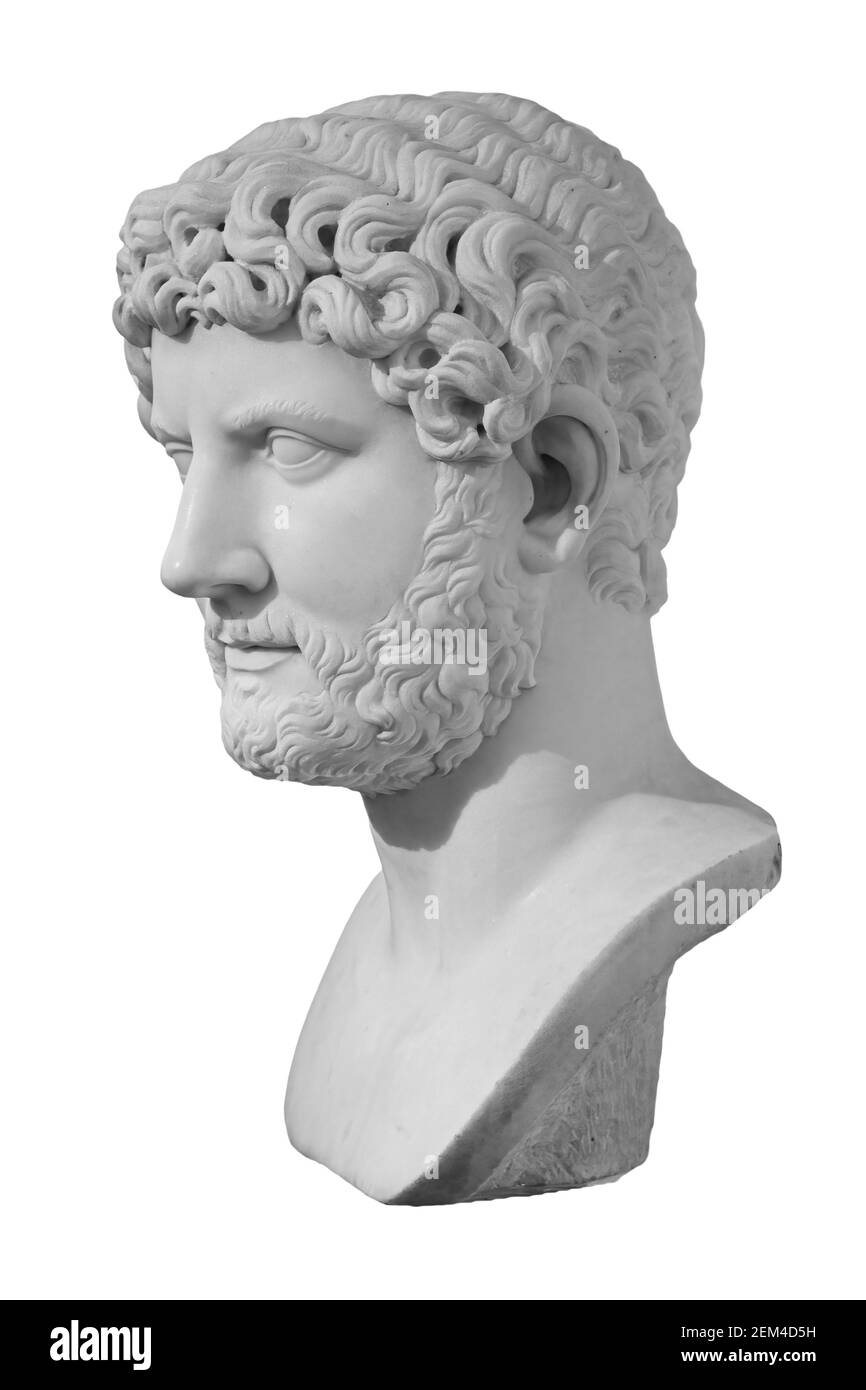 Head and shoulders detail of the ancient man with beard sculpture ...