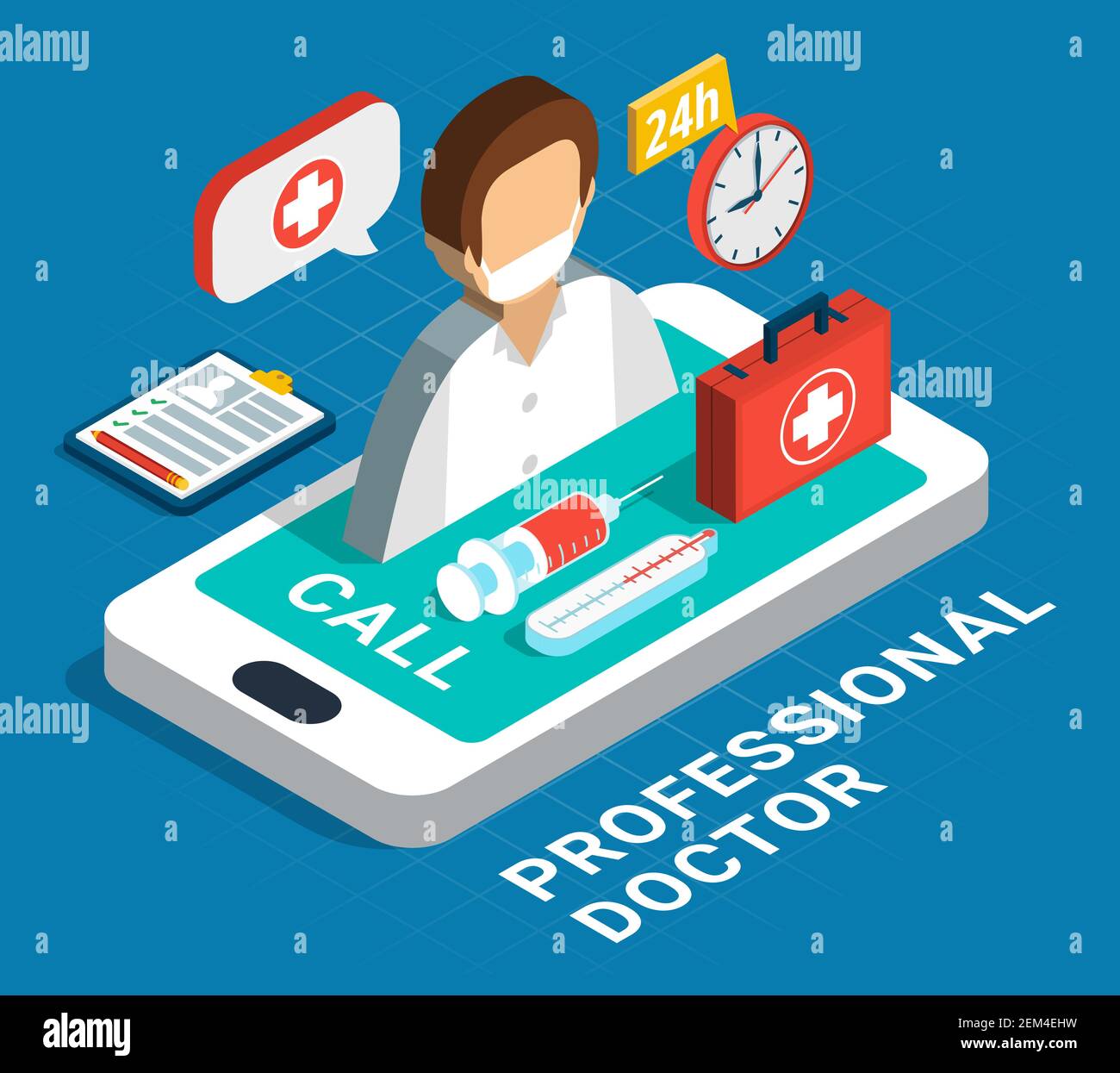 Calling professional doctor for consultation medical aid service ...