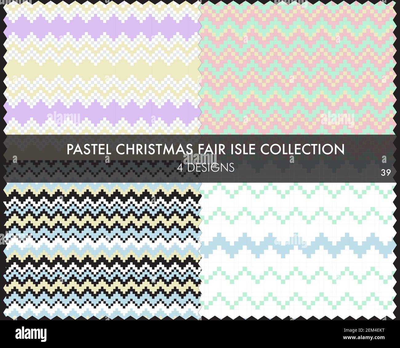 Christmas fair isle pattern collection includes 4 design swatches for ...