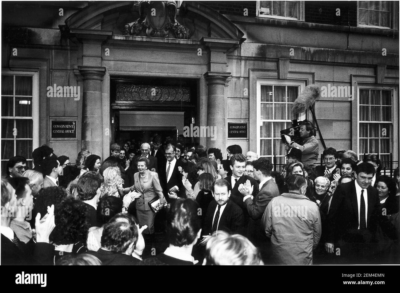 Margaret Thatcher with Kenneth Baker &Denis Thatcher leaving ...