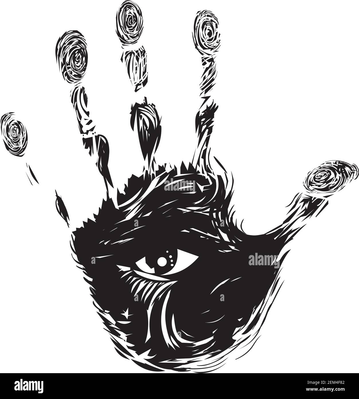 Vector Illustration of Hand Print And Eye Stock Vector Image & Art - Alamy