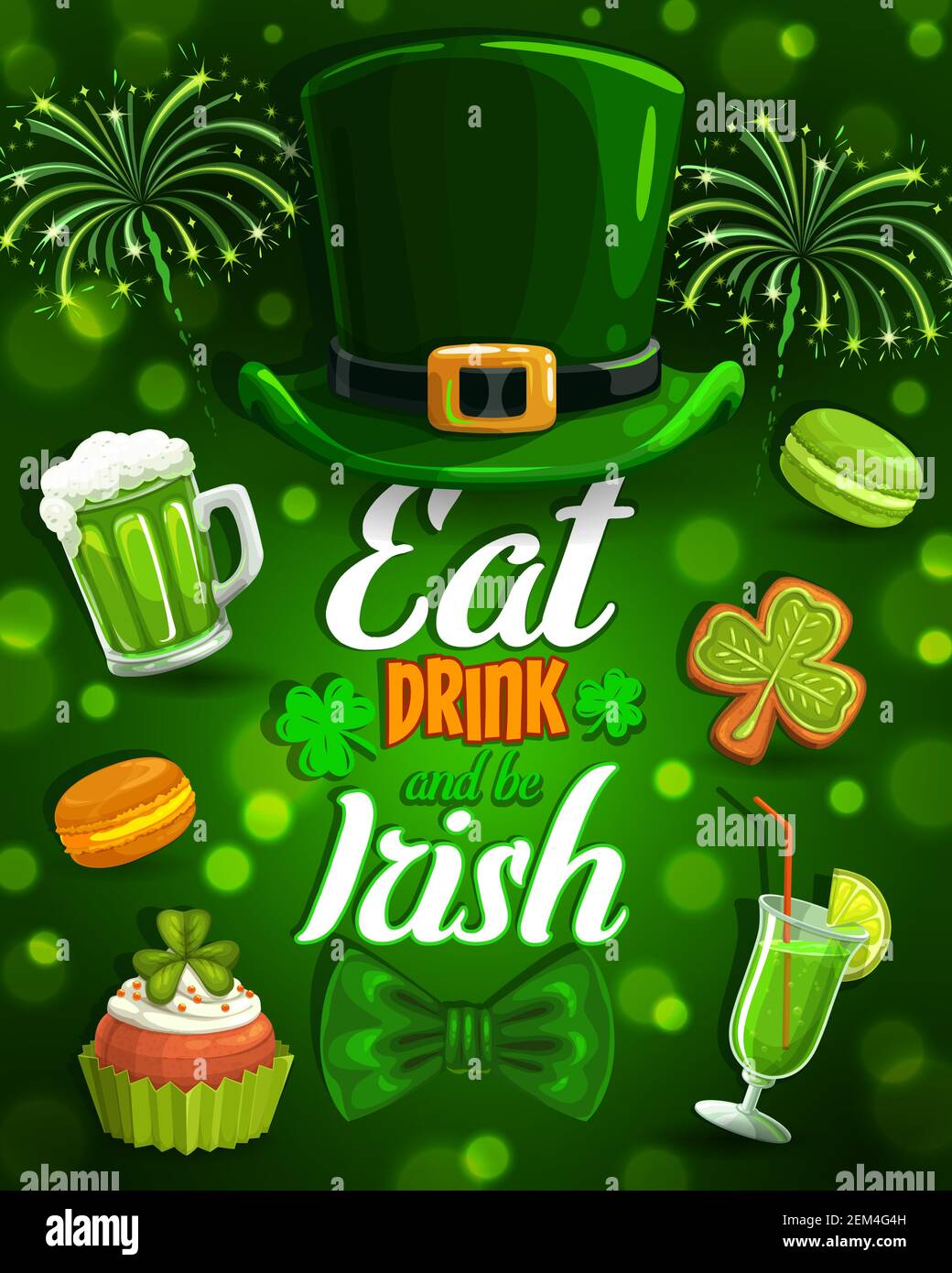 St. Patrick Day motto Eat, drink and be Irish and spring holiday ...