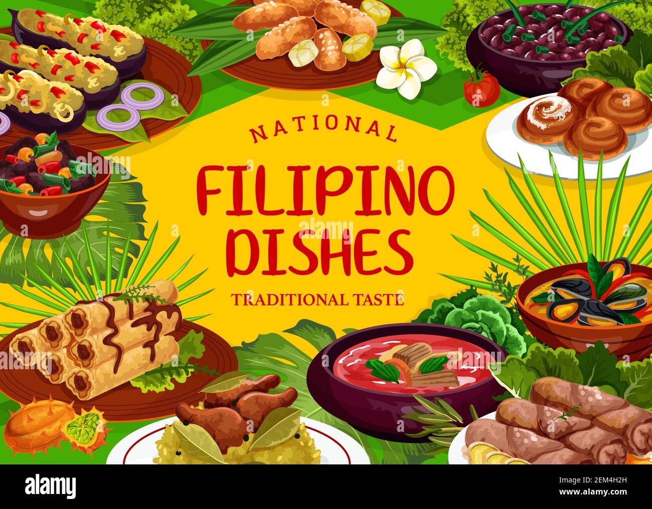 Filipino Cuisine Restaurant Food Dishes Vector Poster Pochero Soup