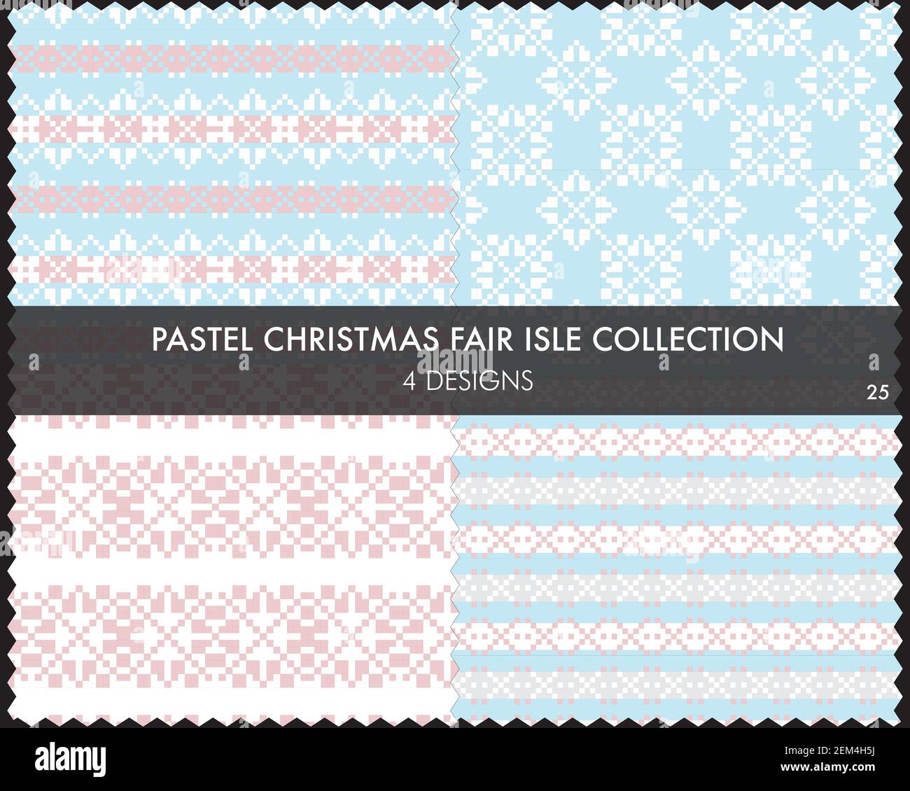 Christmas fair isle pattern collection includes 4 design swatches for ...