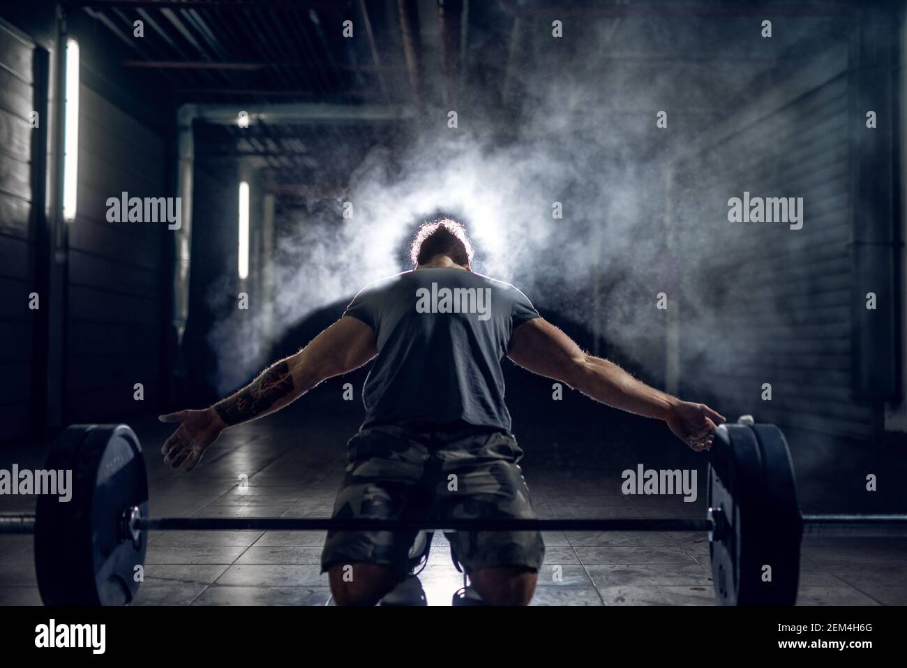 Portrait view of strong muscular bearded short hair bodybuilder man ...