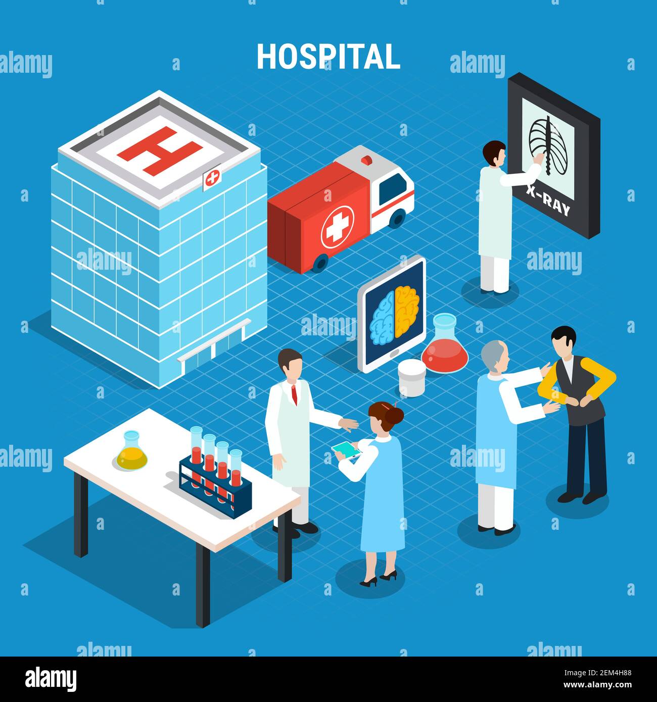 Medical isometric concept with doctors working at laboratory and ...