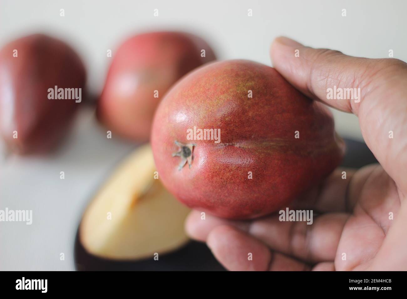 The Red Bartlett pear carries a true pyriform pear shape. A rounded ...