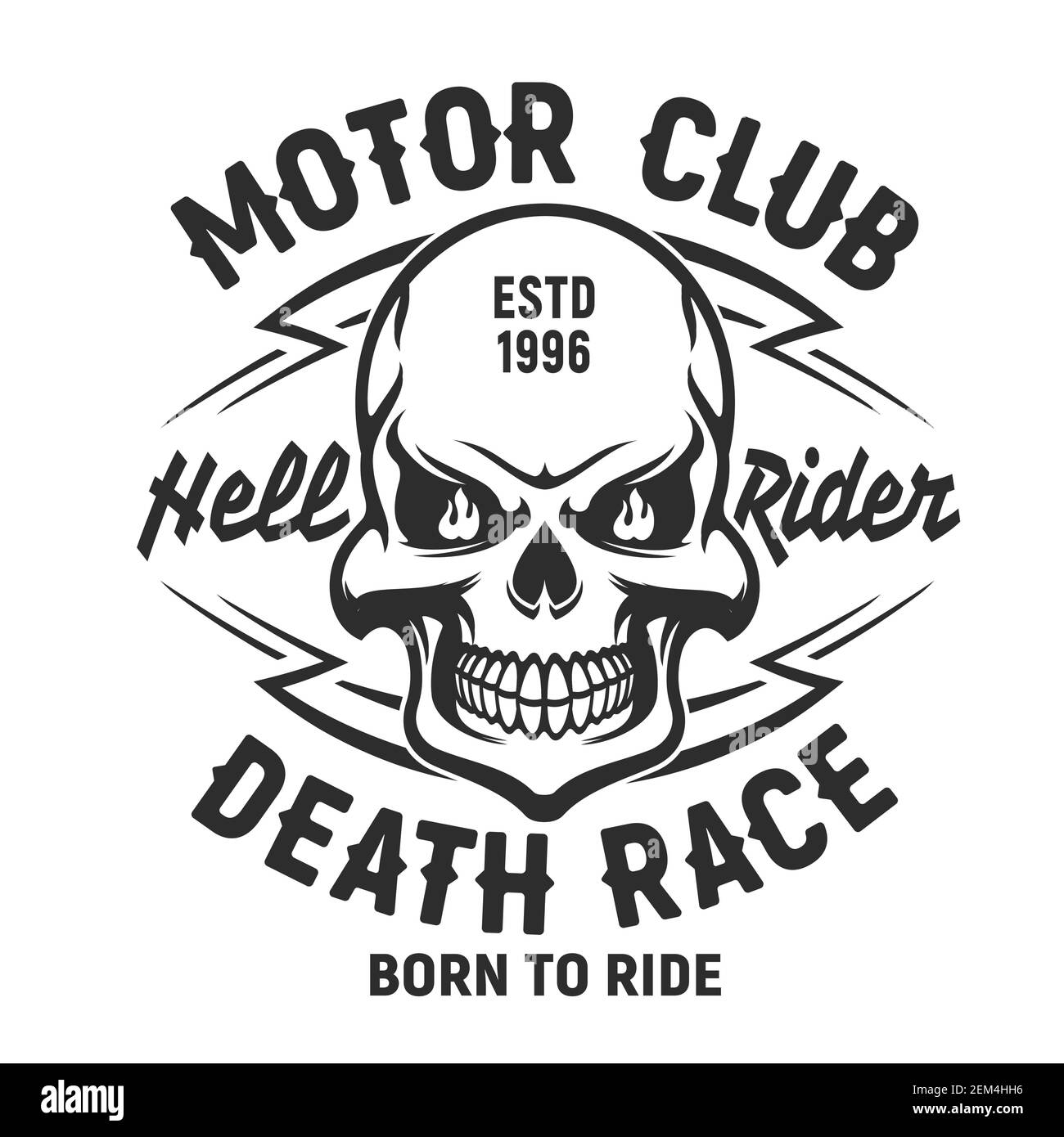 Skull t-shirt print mockup, motor club or bikers society emblem ...