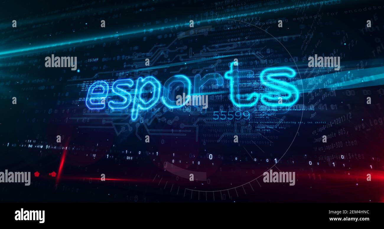 Esports, cyber gaming and digital sport abstract text. Futuristic ...