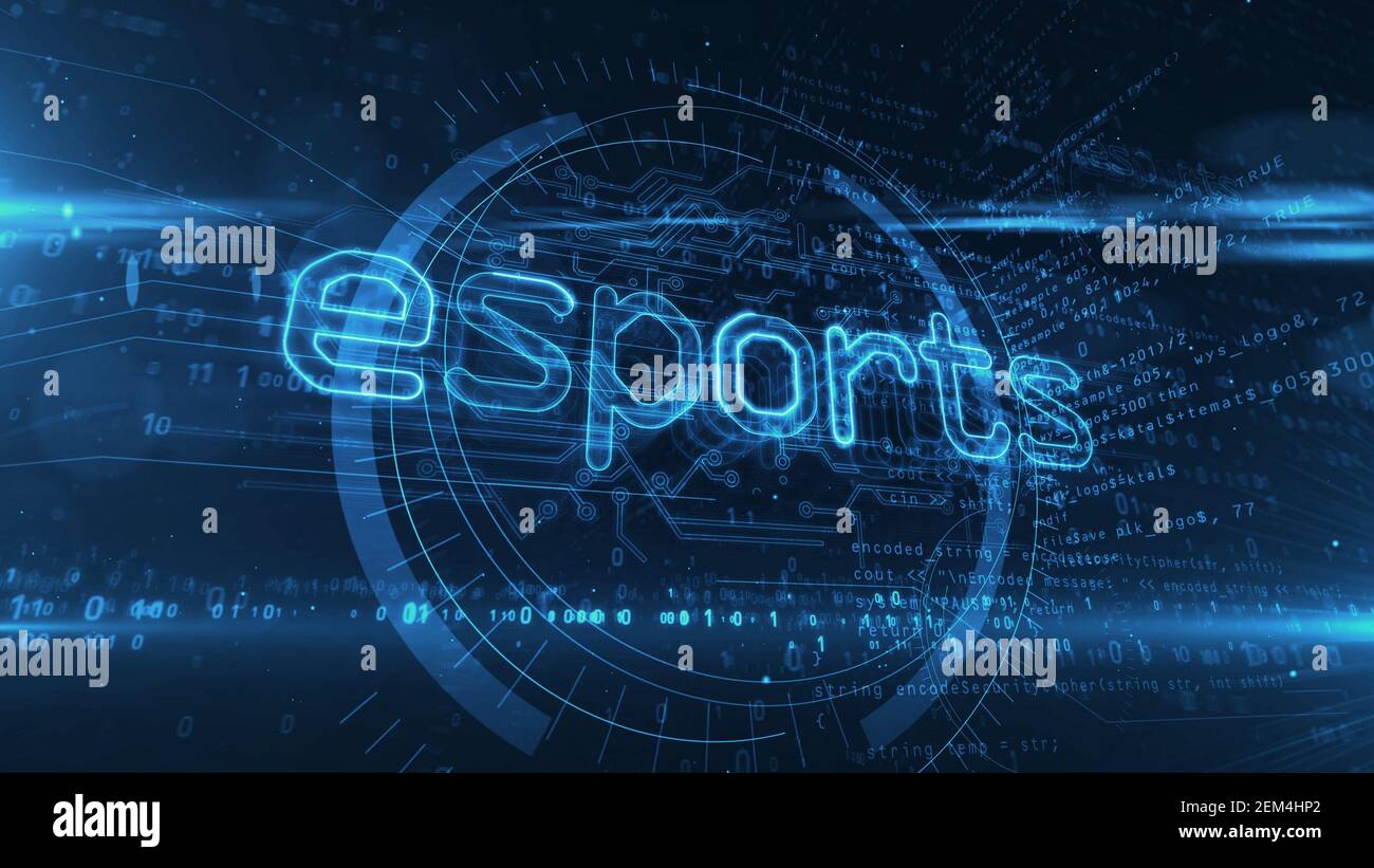 Esports, cyber gaming and digital sport abstract text. Futuristic ...