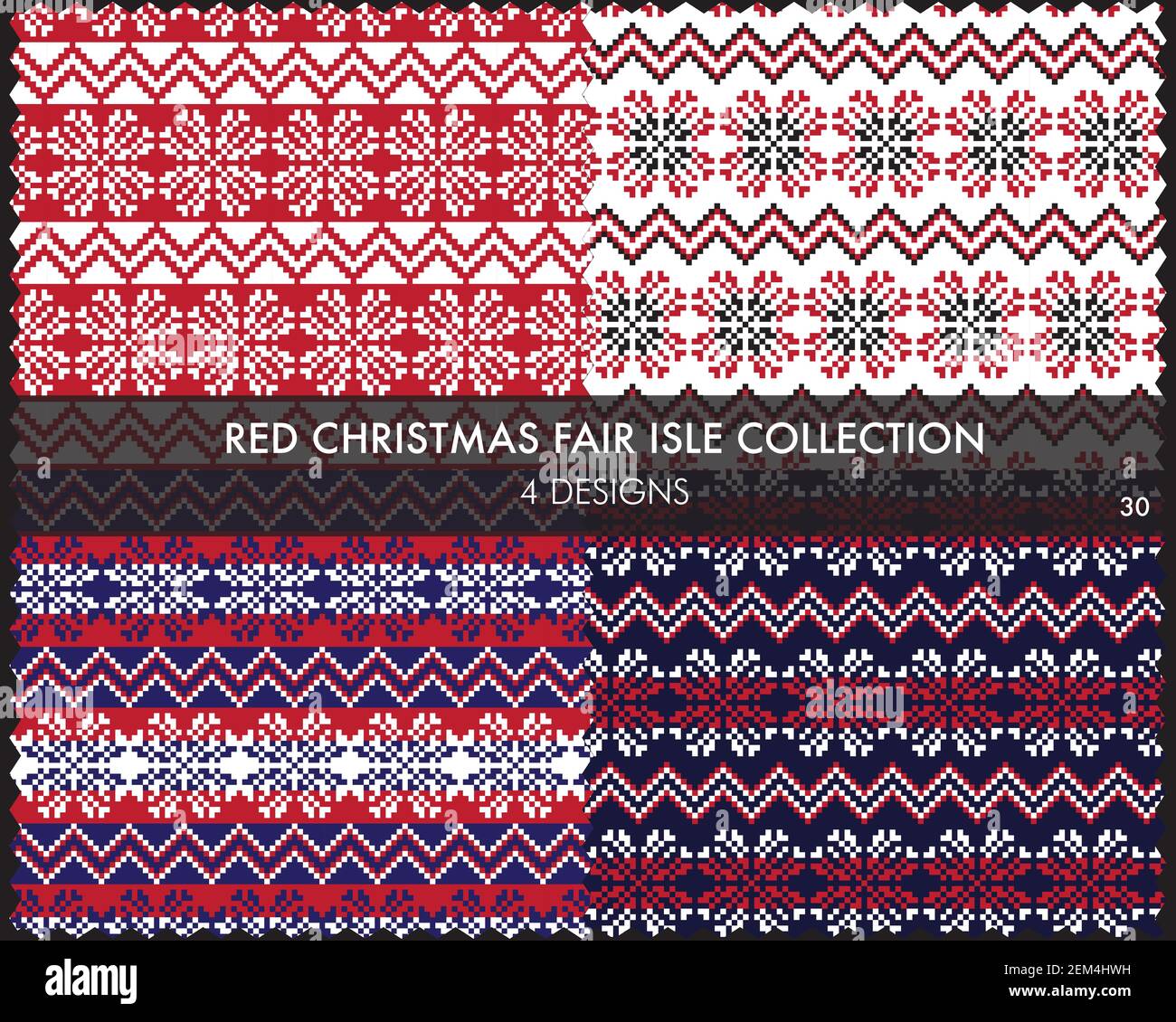 Christmas fair isle pattern collection includes 4 design swatches for ...