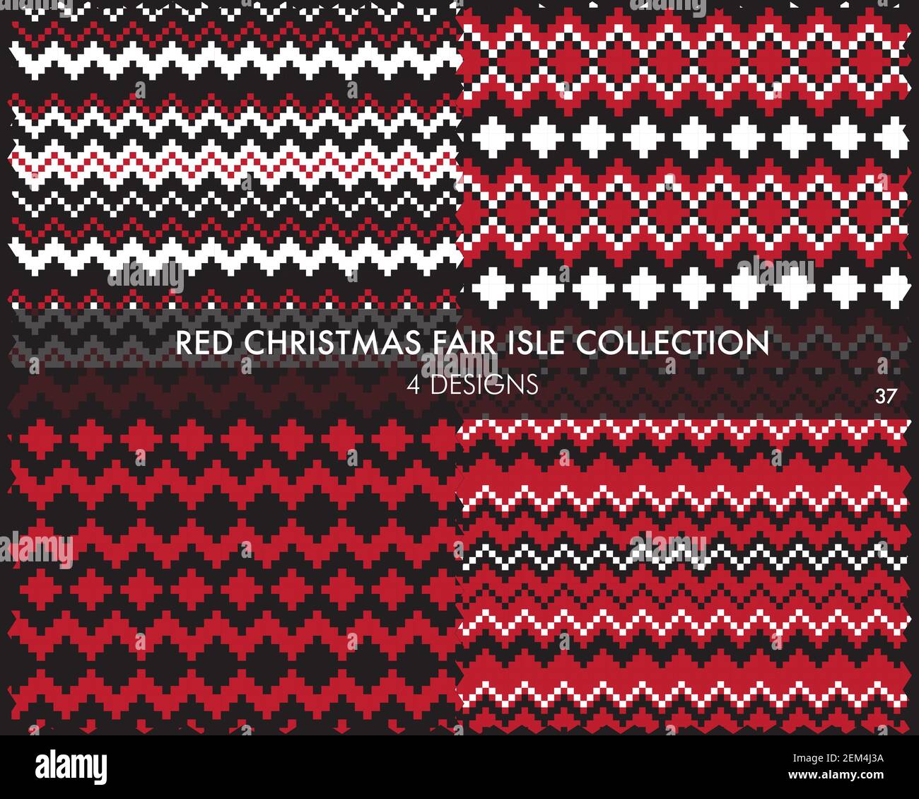 Christmas fair isle pattern collection includes 4 design swatches for ...