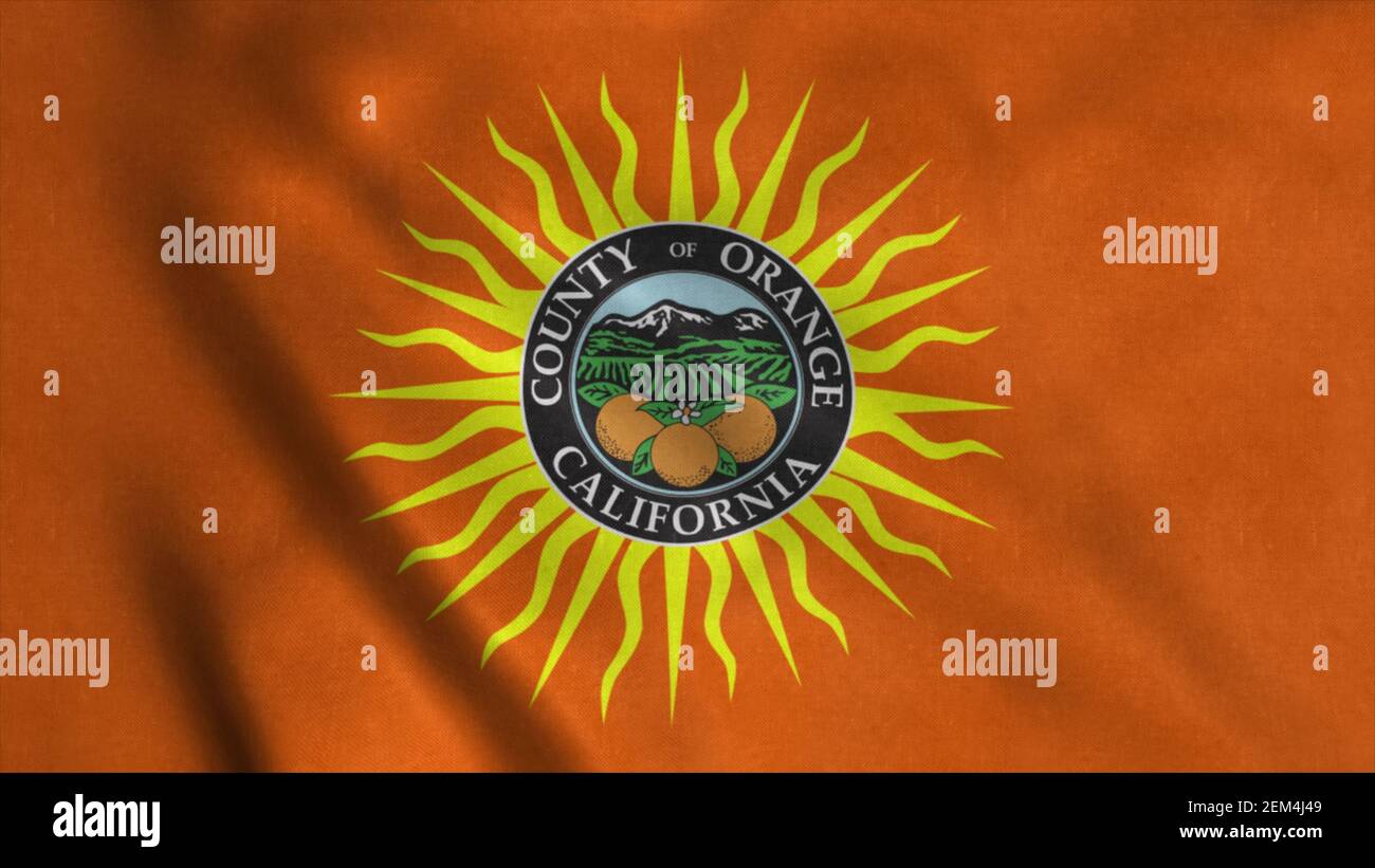 Orange county flag, state of California, United States of America. 3d ...