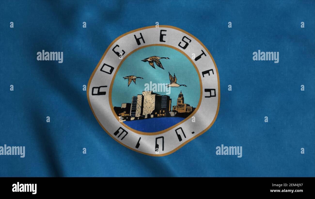 Rochester city flag, Minnesota state, United States of America. 3d ...