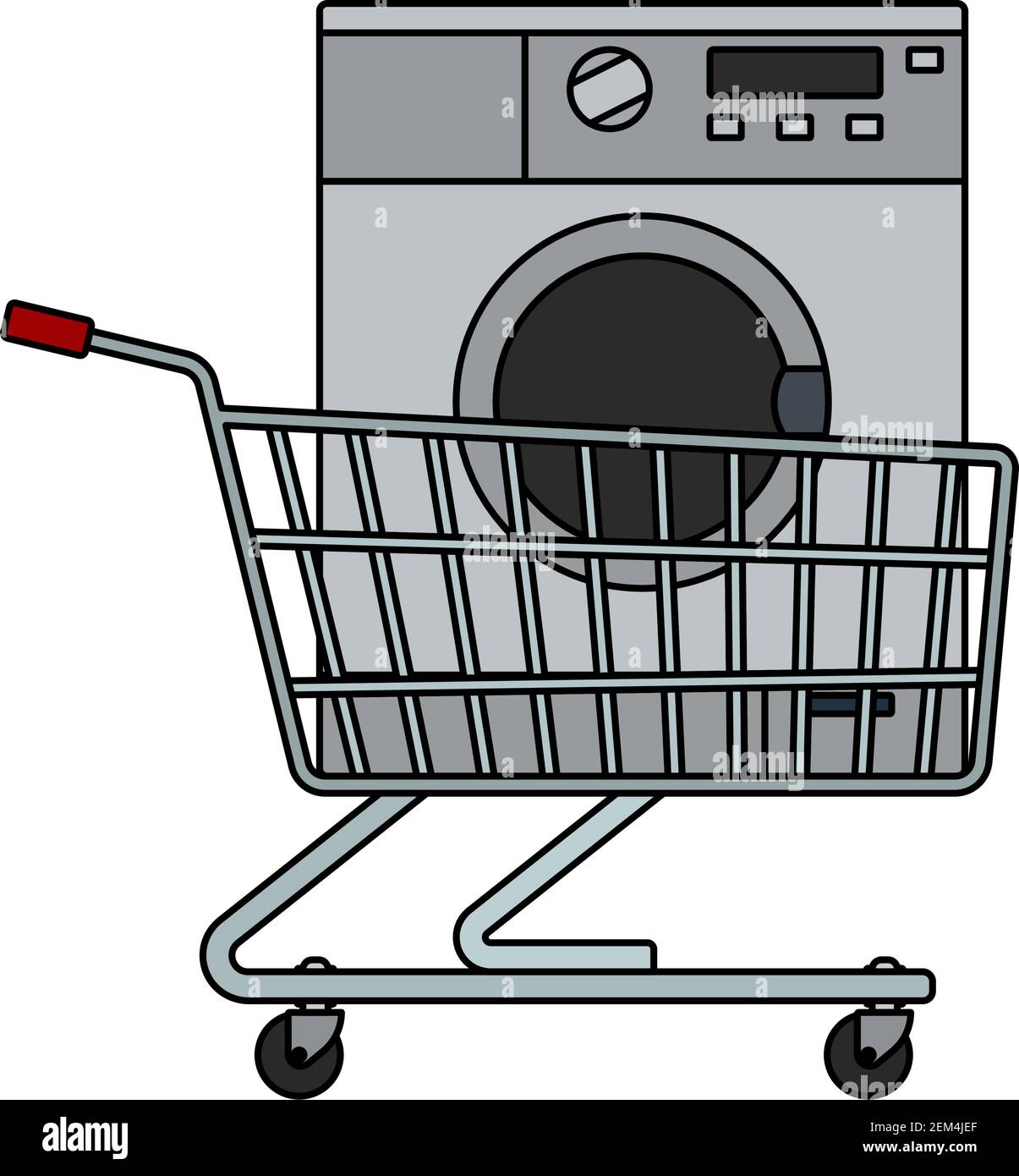Shopping Cart With Washing Machine Icon. Editable Outline With Color ...