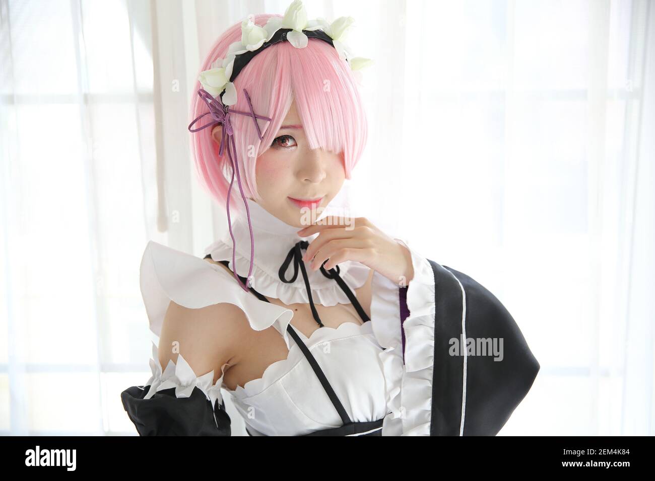 Portrait of Japan anime cosplay woman , white japanese maid in white ...