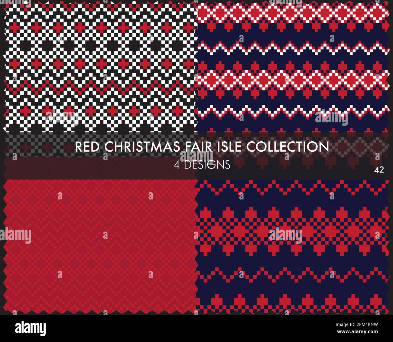 Christmas fair isle pattern collection includes 4 design swatches for ...