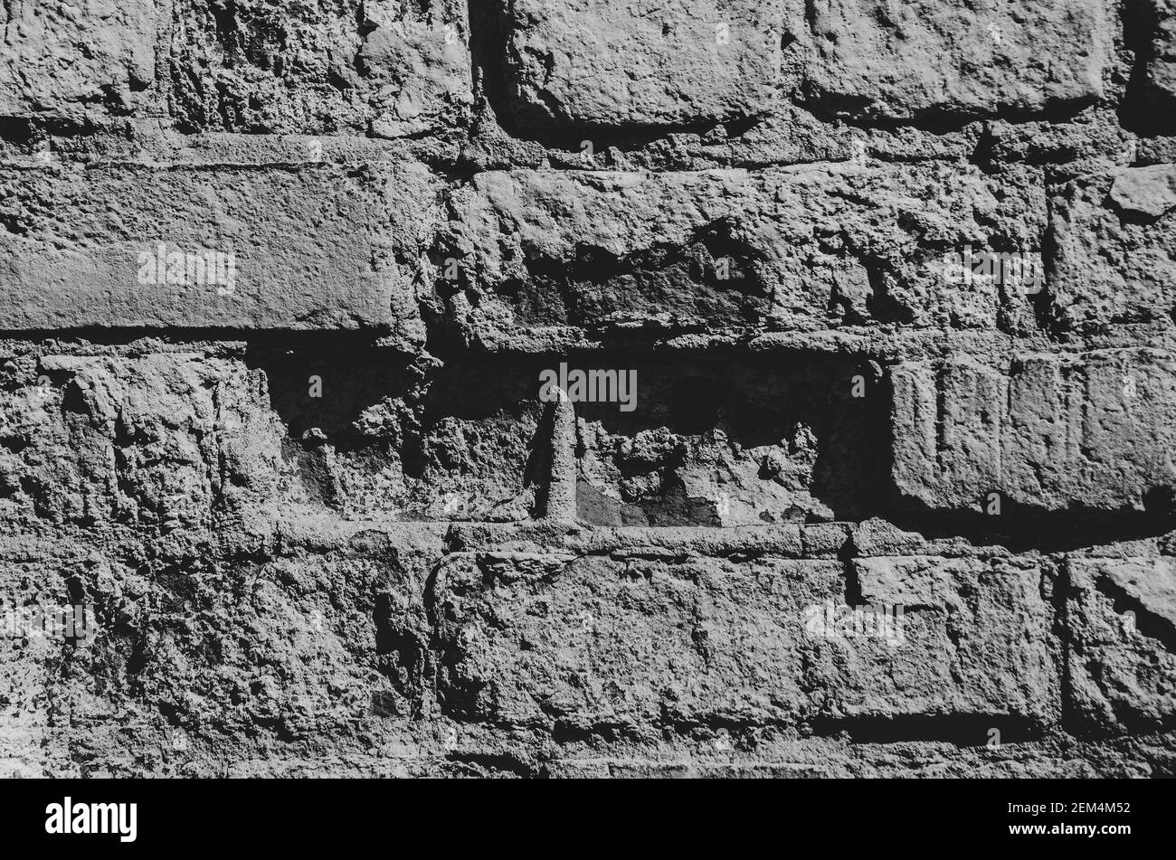 Black and white old brick wall background Stock Photo - Alamy