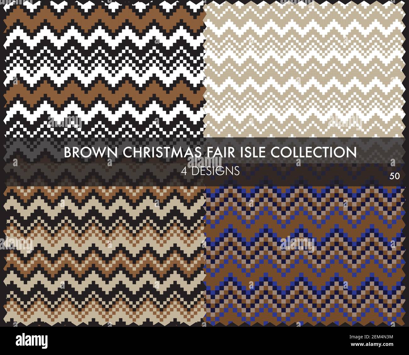 Christmas fair isle pattern collection includes 4 design swatches for ...