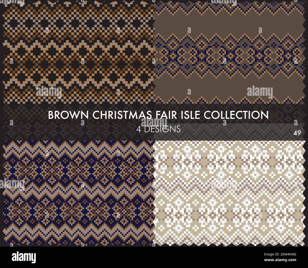 Christmas fair isle pattern collection includes 4 design swatches for ...