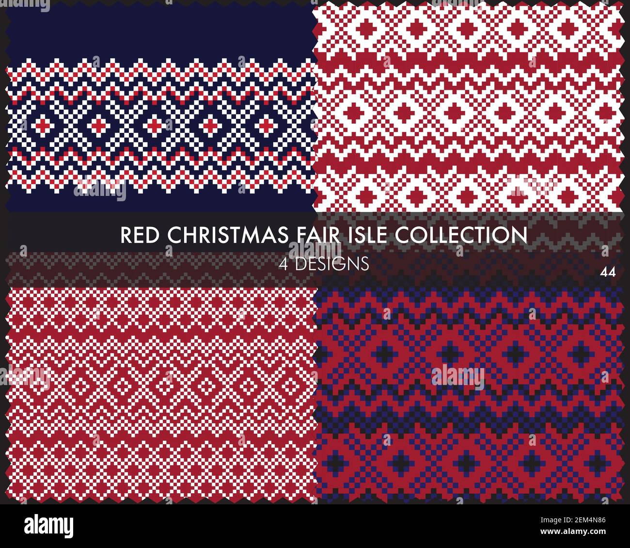 Christmas fair isle pattern collection includes 4 design swatches for ...