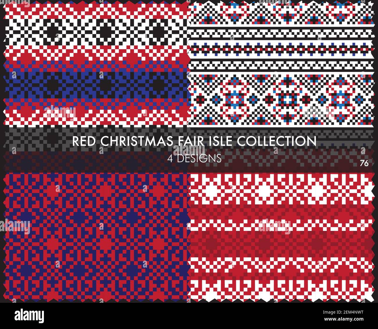 Christmas fair isle pattern collection includes 4 design swatches for ...