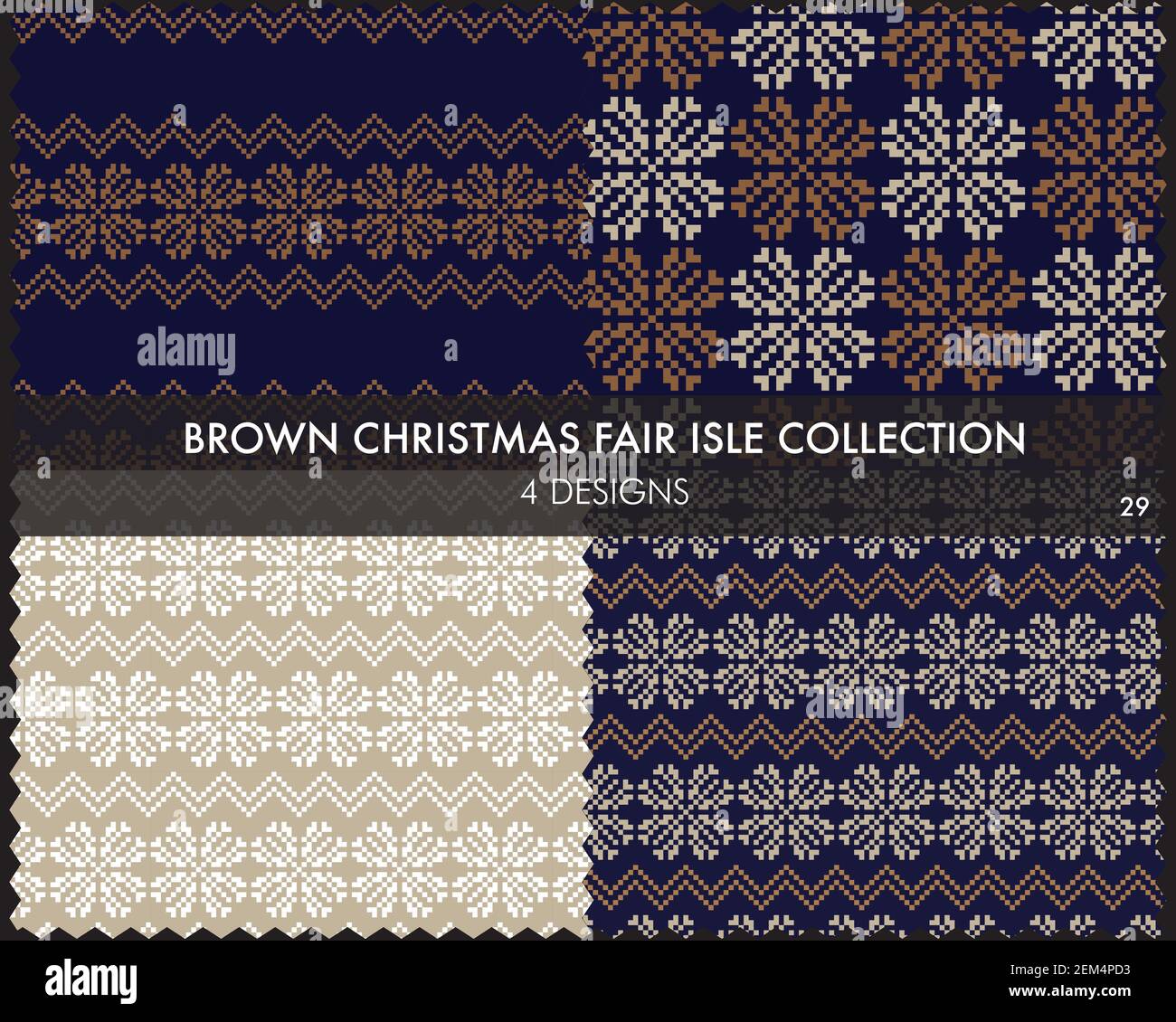 Christmas fair isle pattern collection includes 4 design swatches for ...