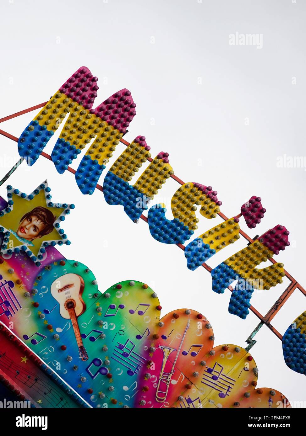 Low angle view of signboard in an amusement park Stock Photo - Alamy
