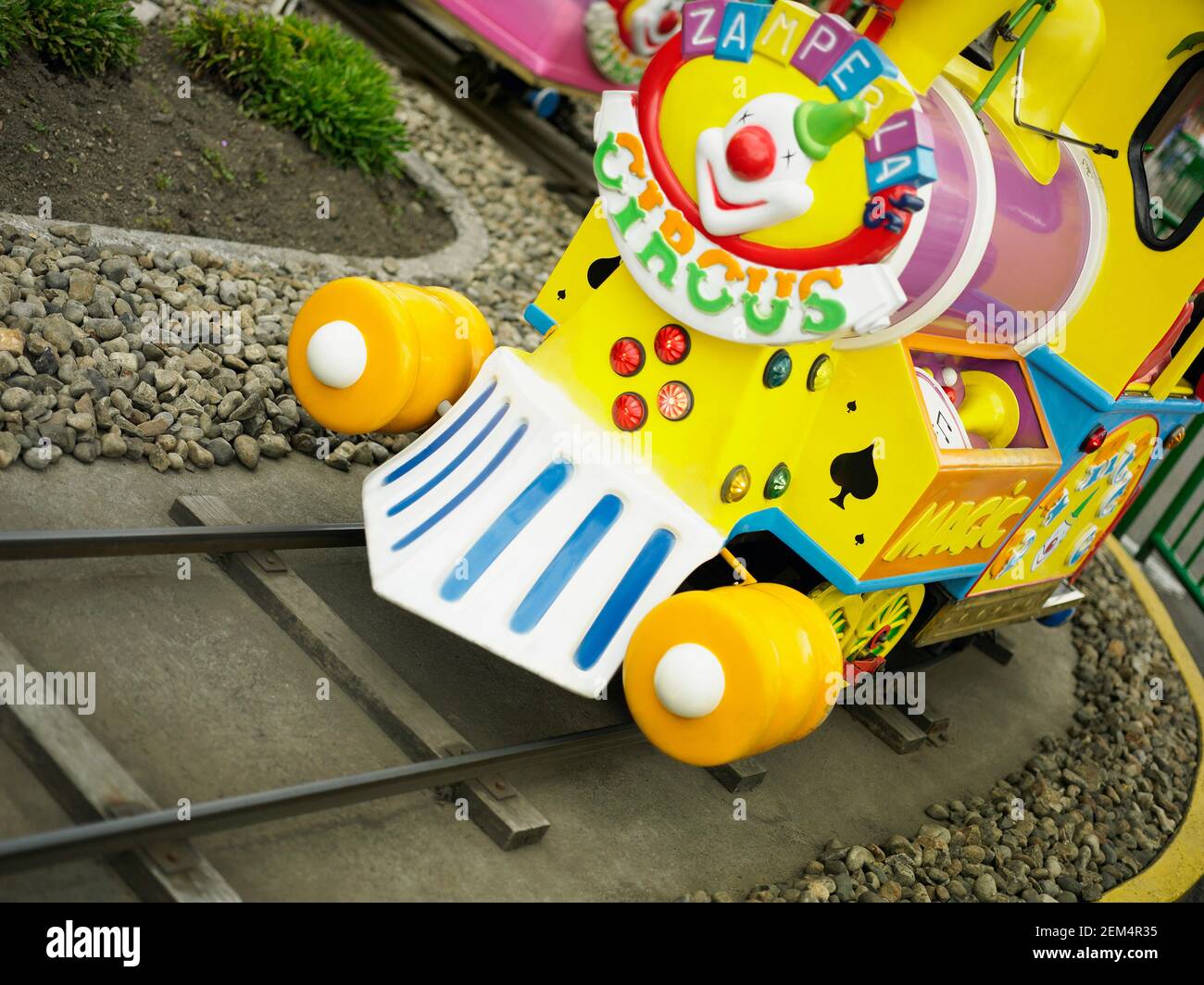 Close-up of an amusement park train Stock Photo - Alamy