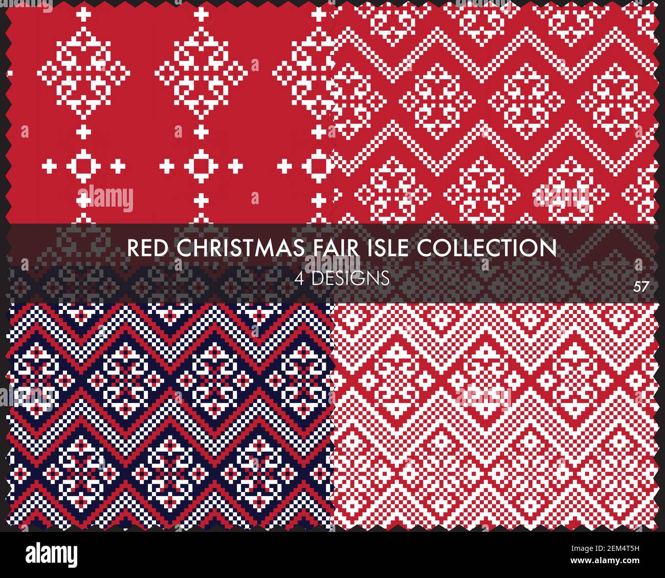 Christmas fair isle pattern collection includes 4 design swatches for ...
