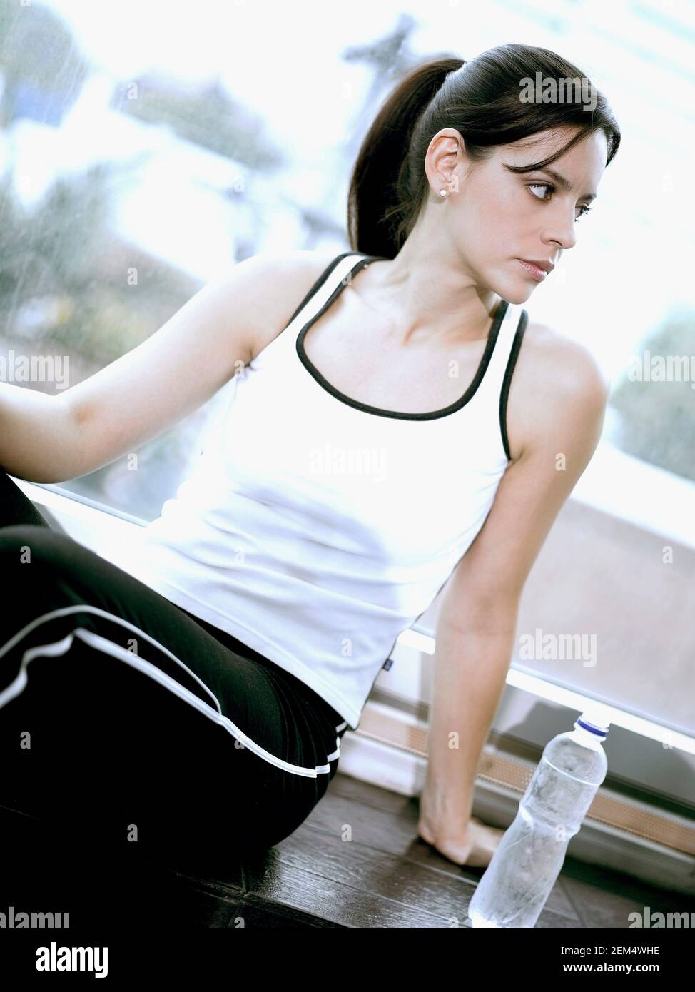 Close up sitting looking away contemplation hi-res stock photography ...