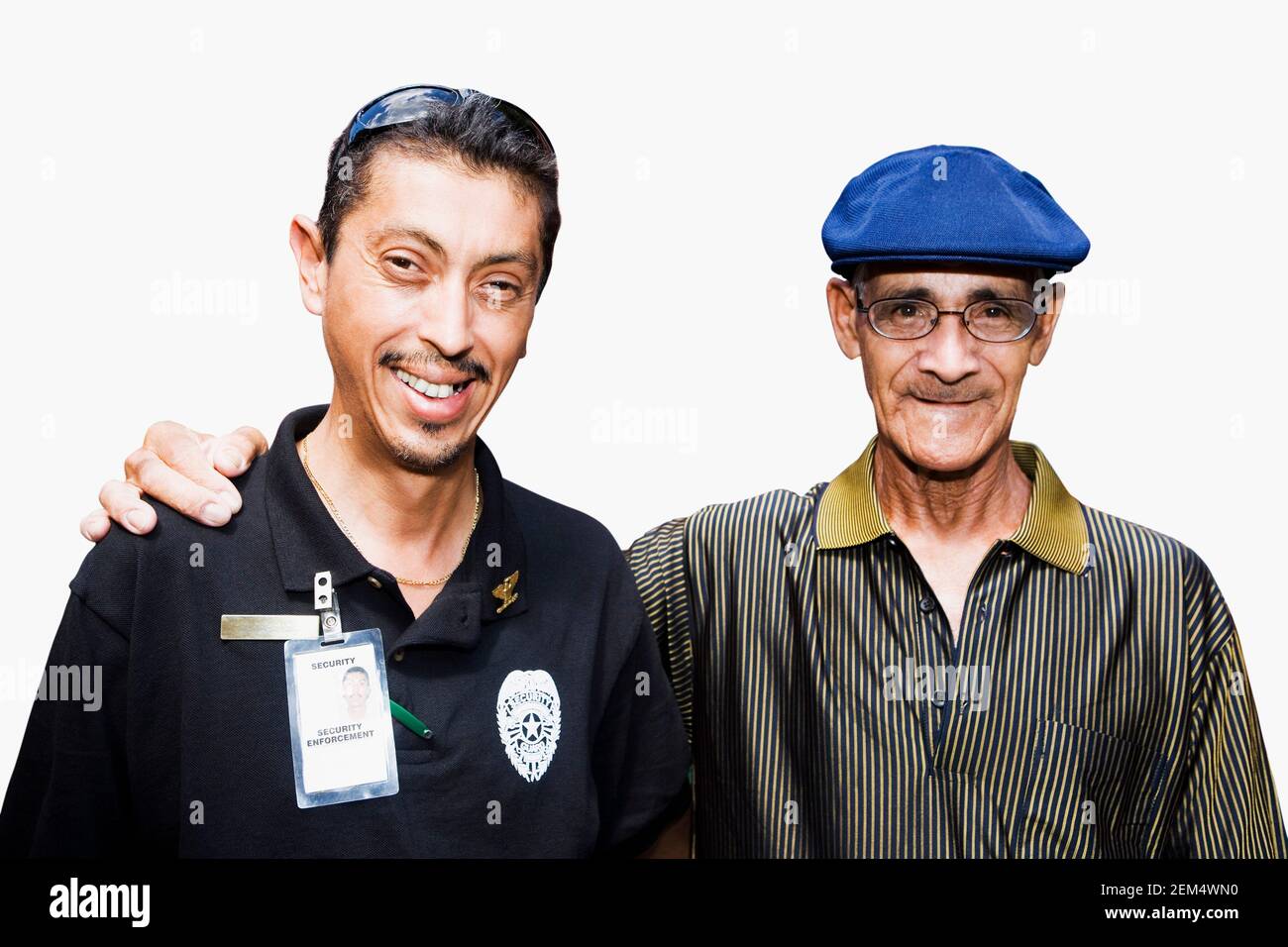 Portrait of a senior man with a security guard Stock Photo - Alamy