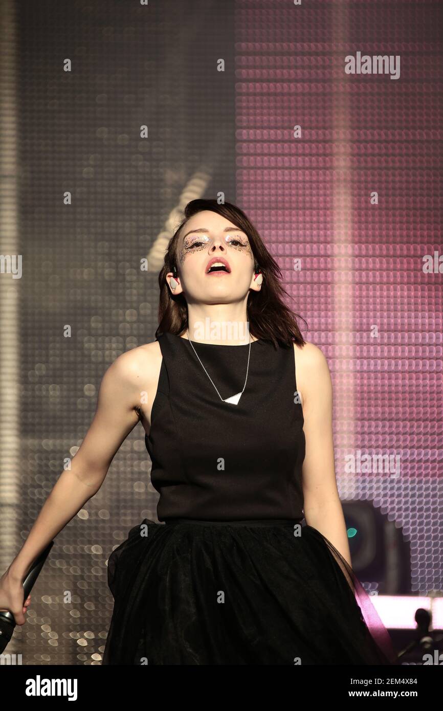 Lauren Mayberry of Chvrches performing on the main stage on day 1 of ...